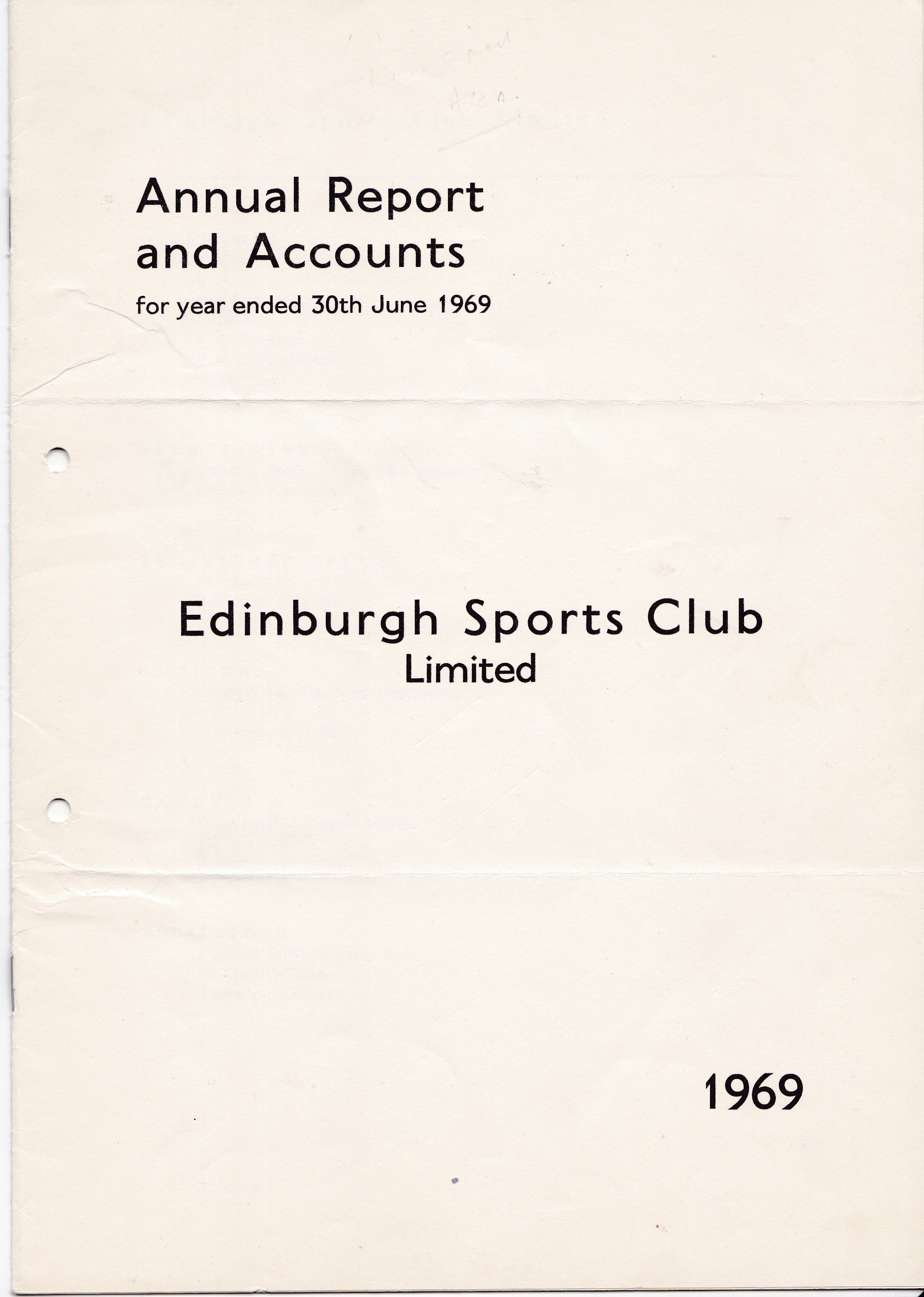 Annual Reports | Edinburgh Sports Club History